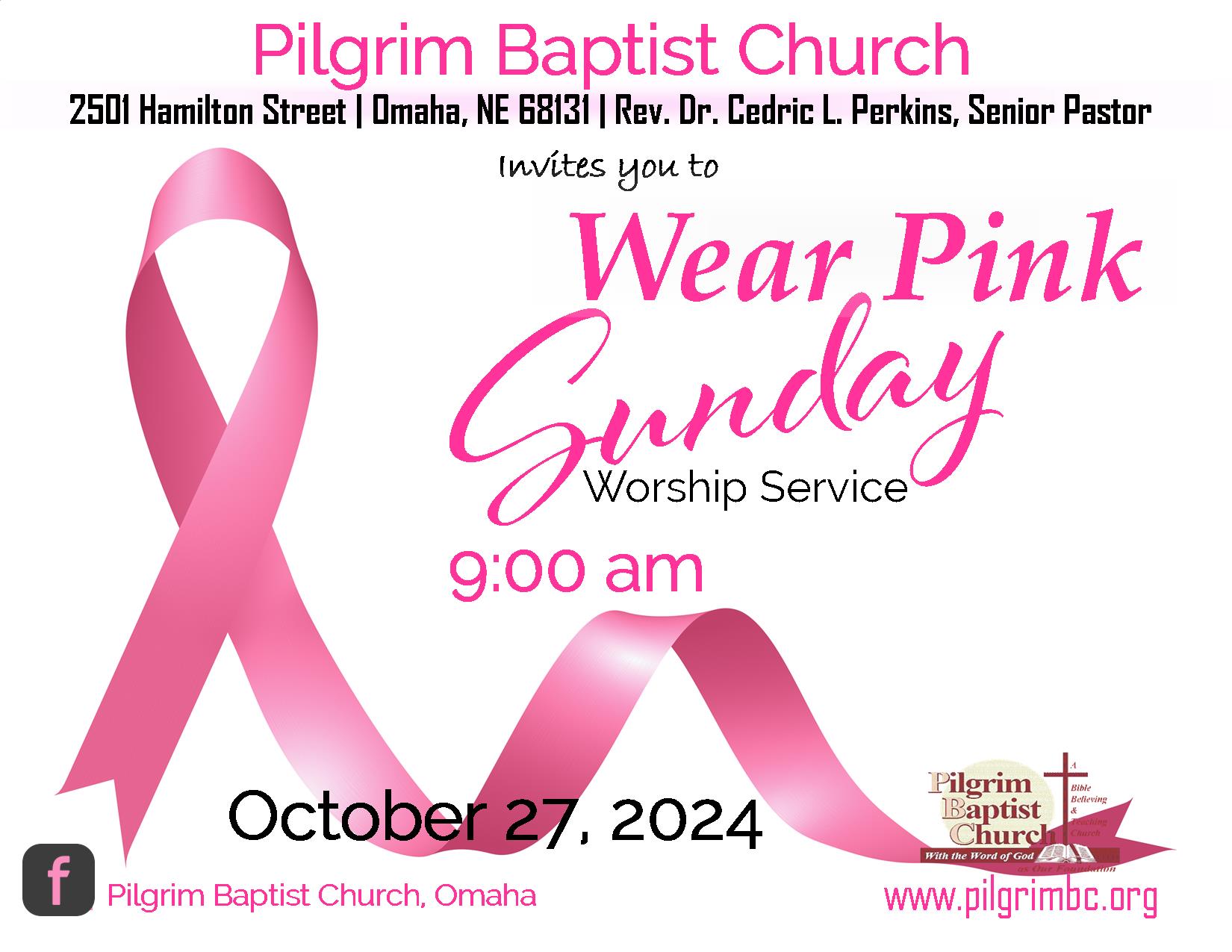 Breast Cancer Awareness Wear Pink Sunday Pilgrim Baptist Church